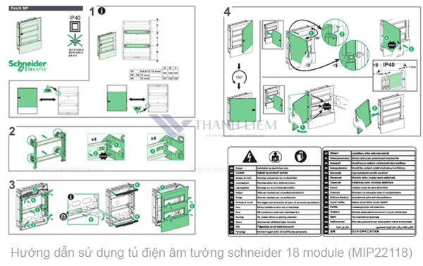 Tủ điện âm tường schneider 18 module (MIP22118)